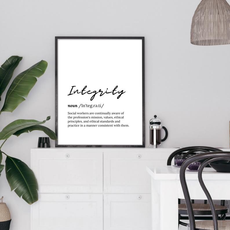 Integrity Social Work Quotes MSW Social Worker Gift Poster School ...