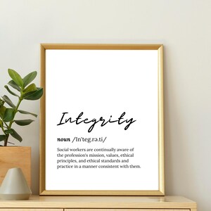 Integrity Social Work Quotes MSW Social Worker Gift Poster School ...