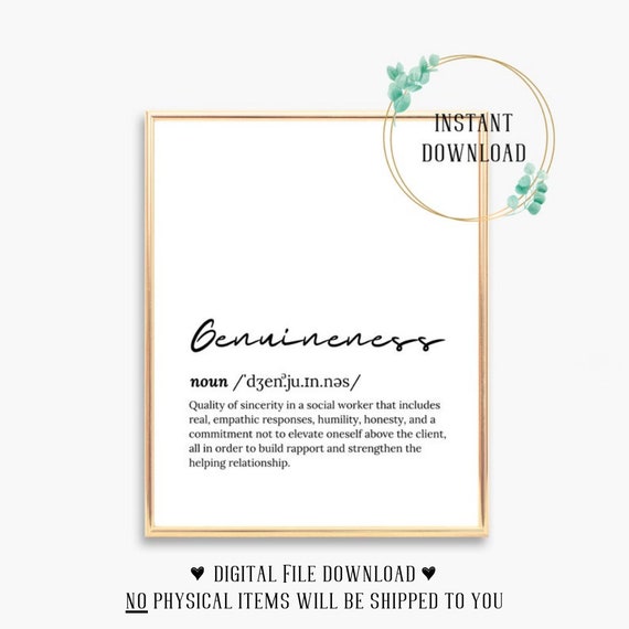 Genuineness Social Worker Gift Social Worker Quotes Therapist | Etsy