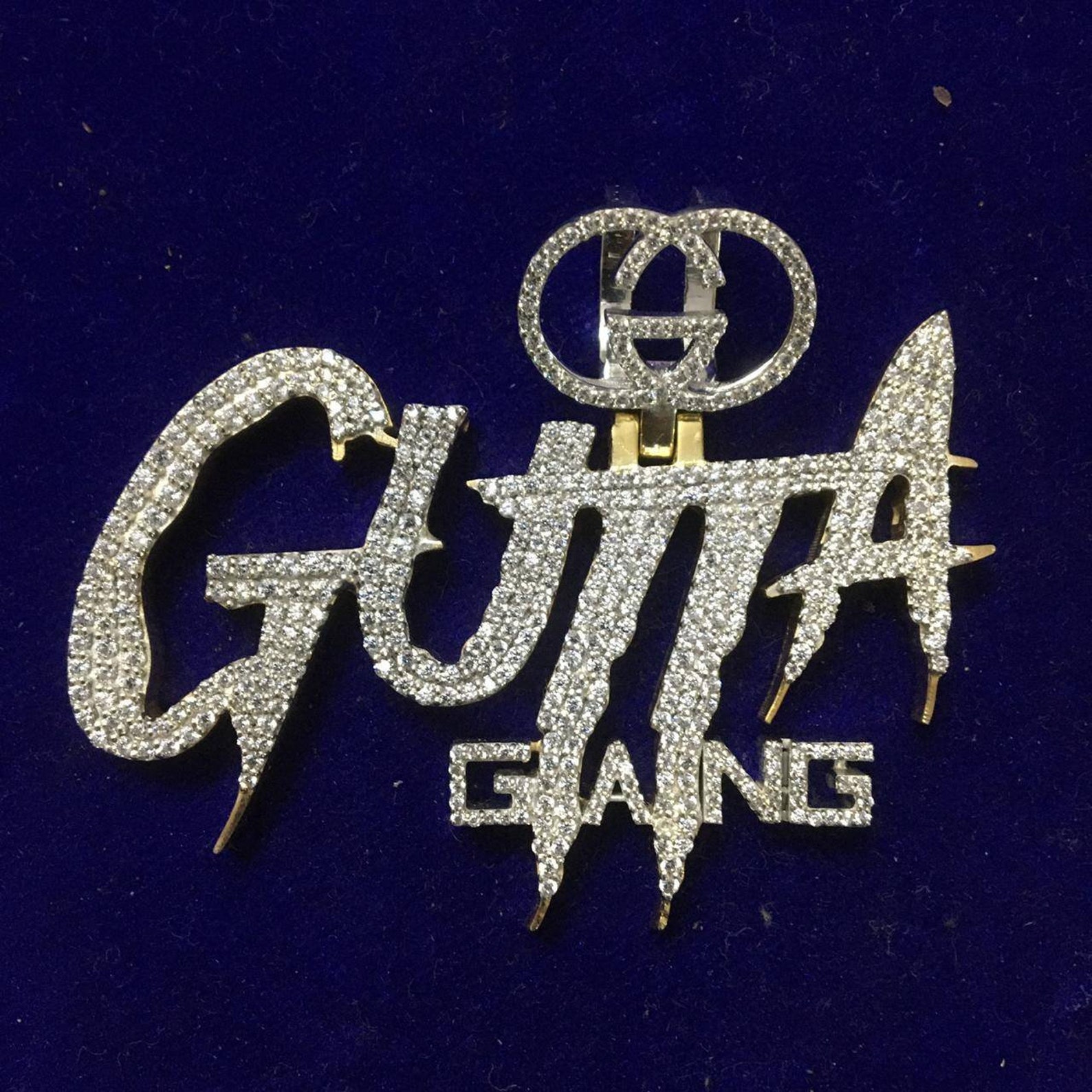 Gutta Gang Sterling Silver Diamond Pendant | Etsy