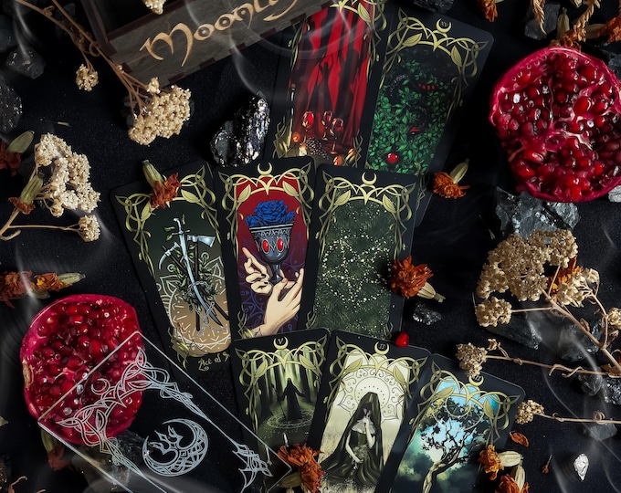 MOONLIGHT Tarot Deck With Guidebook, 78 Cards, Dark Tarot Deck for ...