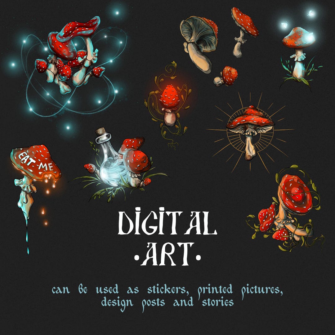 Magical Fantasy Toadstool Clipart Fairy Tale Amanita, Fly Agaric ...