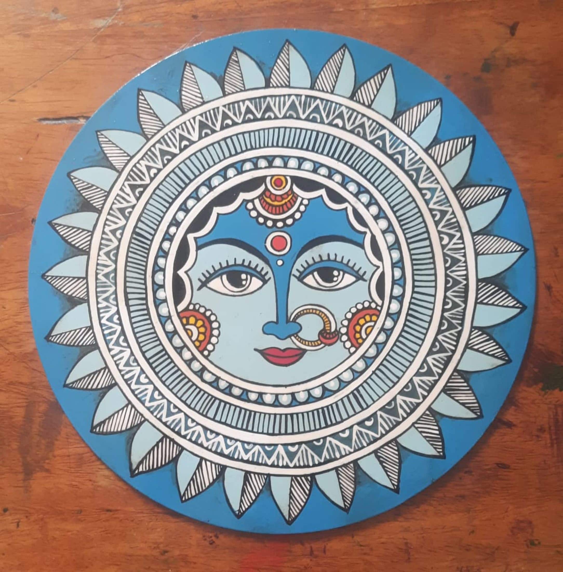 Madhubani Painting, Indian Folk Art, Sun and Moon Painting, Madhubani ...