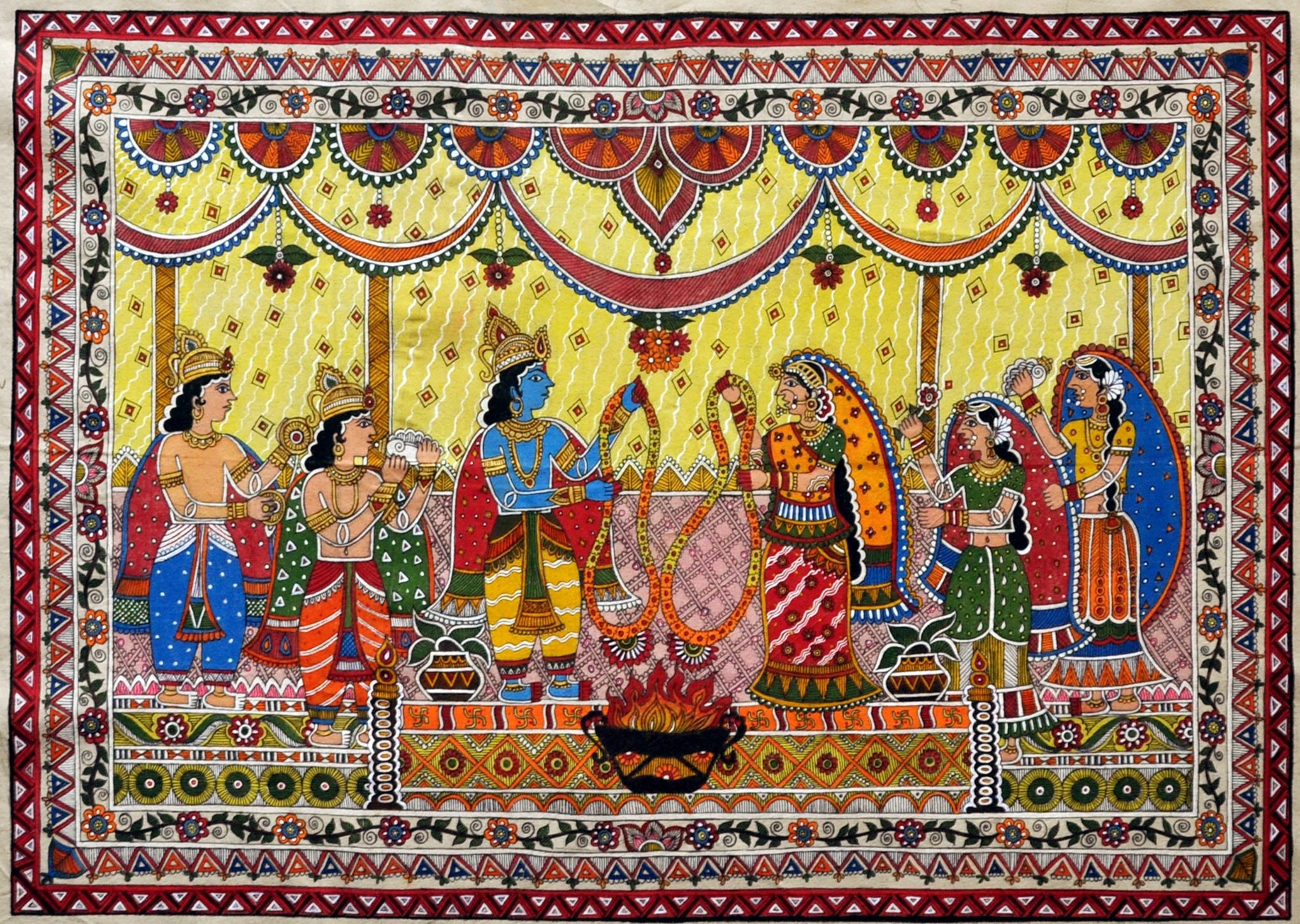 Ramayan Print,madhubani Painting, Madhubani Ramsita Vivah, Traditional ...