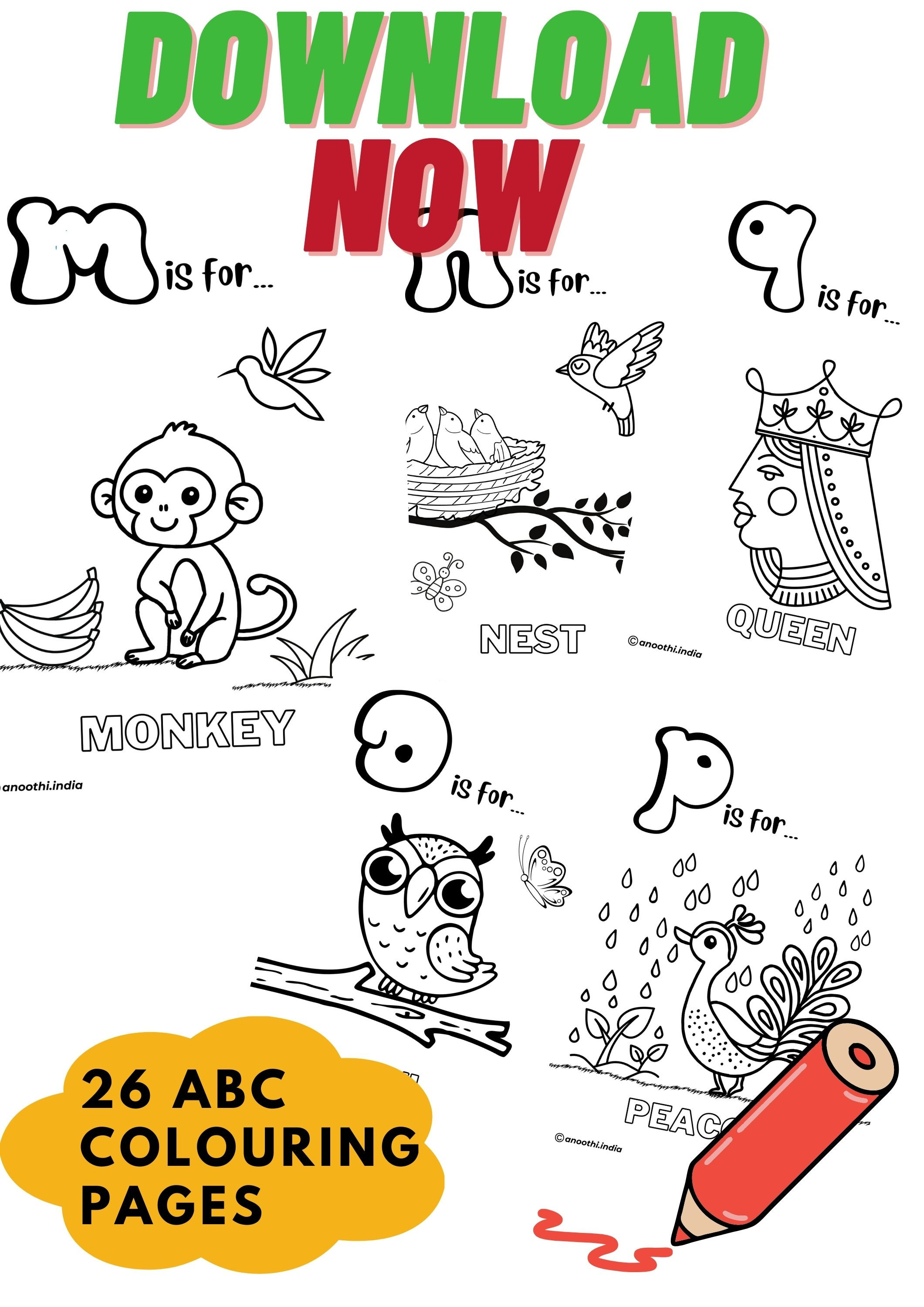 26 Colouring Page Bundle, Animal Alphabet Sheets, 26 Printable ...