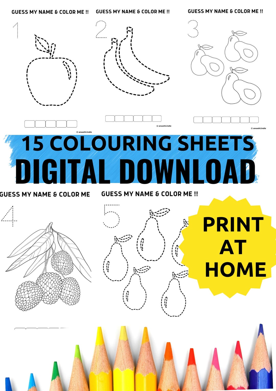 Printable Colouring Sheets, 15 Worksheets for Kids, Preschool ...