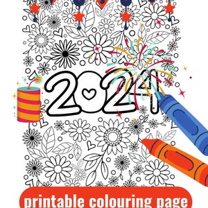 Coloring Page Newyear 2024, Printable Floral New Year, Mandala 2024 ...