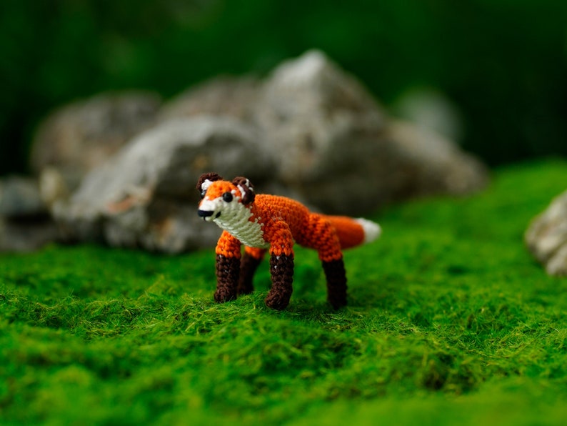 Mini Crochet Fox: Tiny Cotton Amigurumi Dollhouse Decor - Etsy