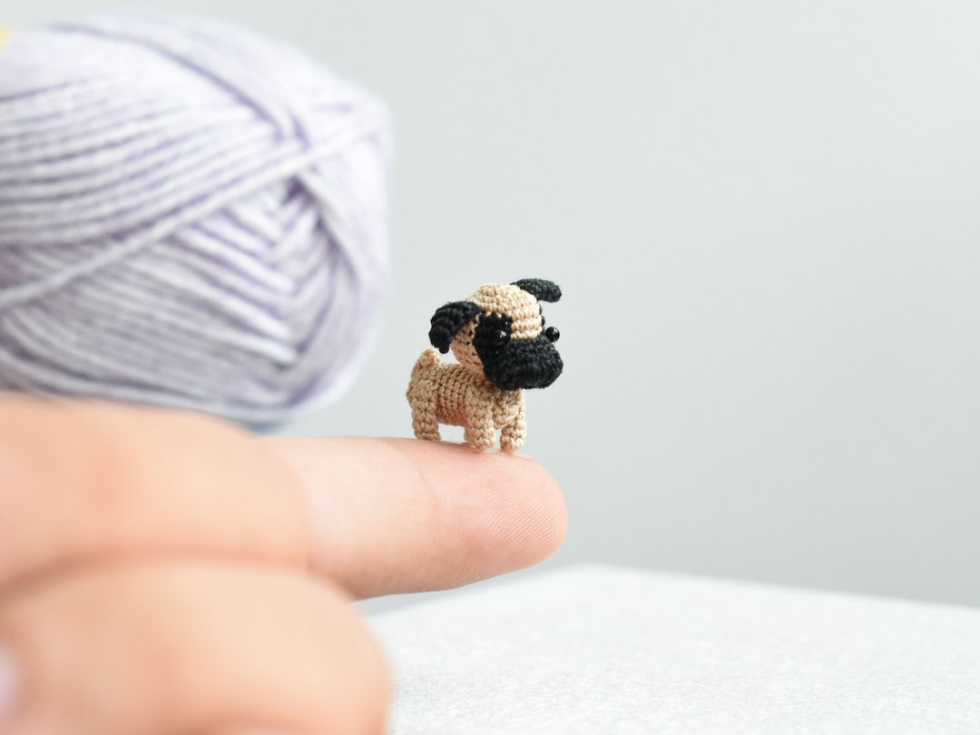 Micro Pug - Mininature Pug Crochet - Mini Stuffed Pug - Amigurumi Tiny ...