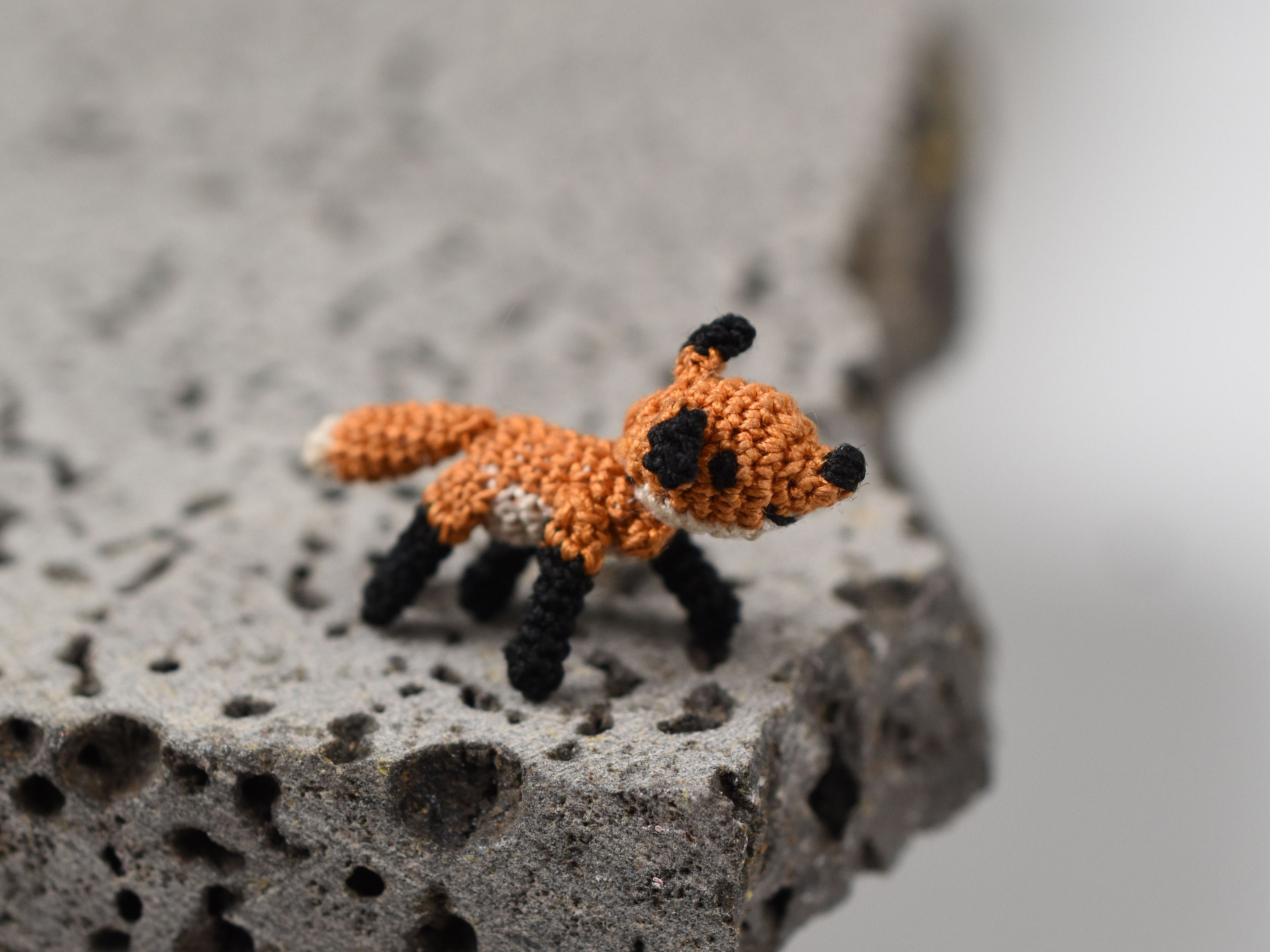 Miniature Crochet Fox Stuffed Animal - Tiny Fox Amigurumi Art - Mini ...