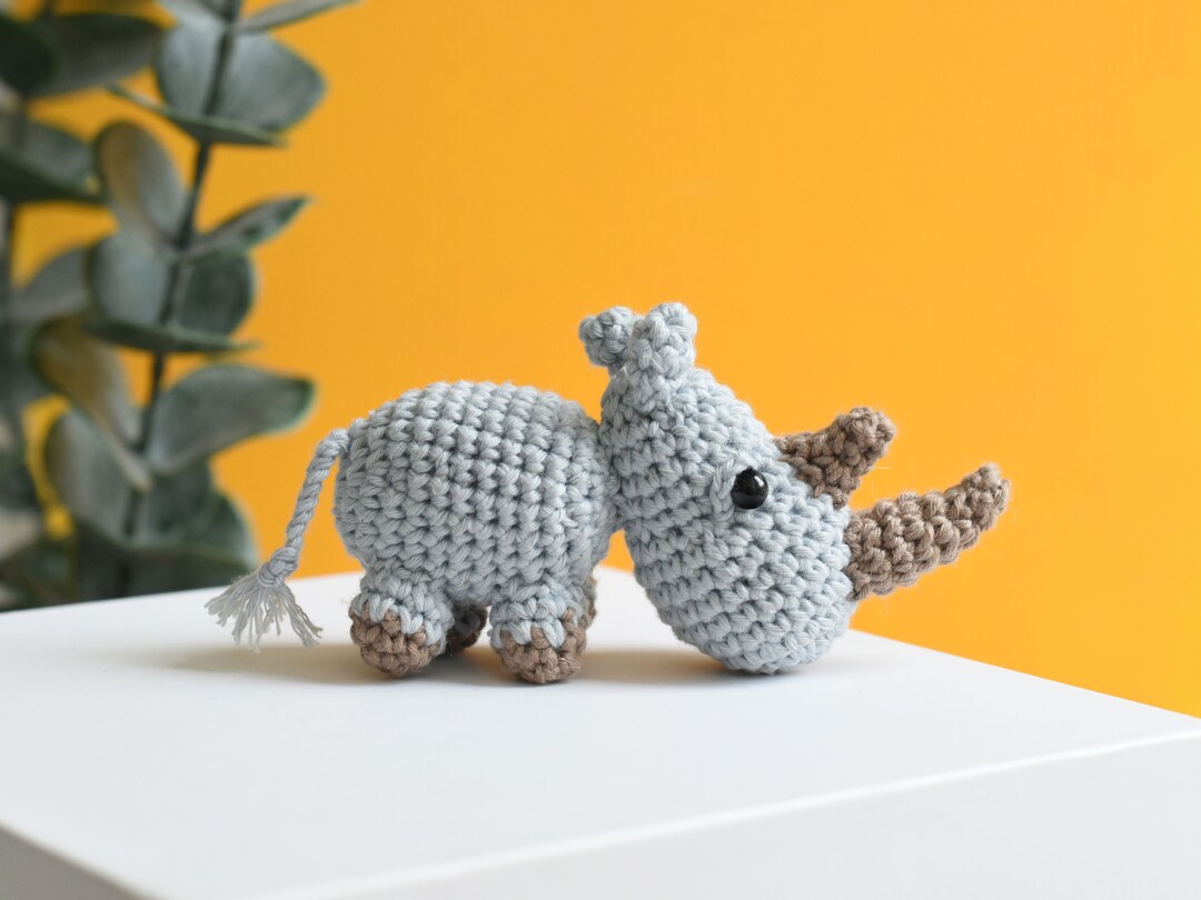 Small Rhino Crochet - Rhinoceros Amigurumi Handmade - Crochet Animal ...