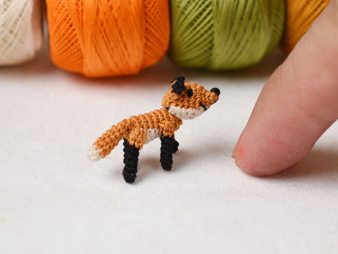 Miniature Crochet Fox Stuffed Animal - Tiny Fox Amigurumi Art - Mini ...