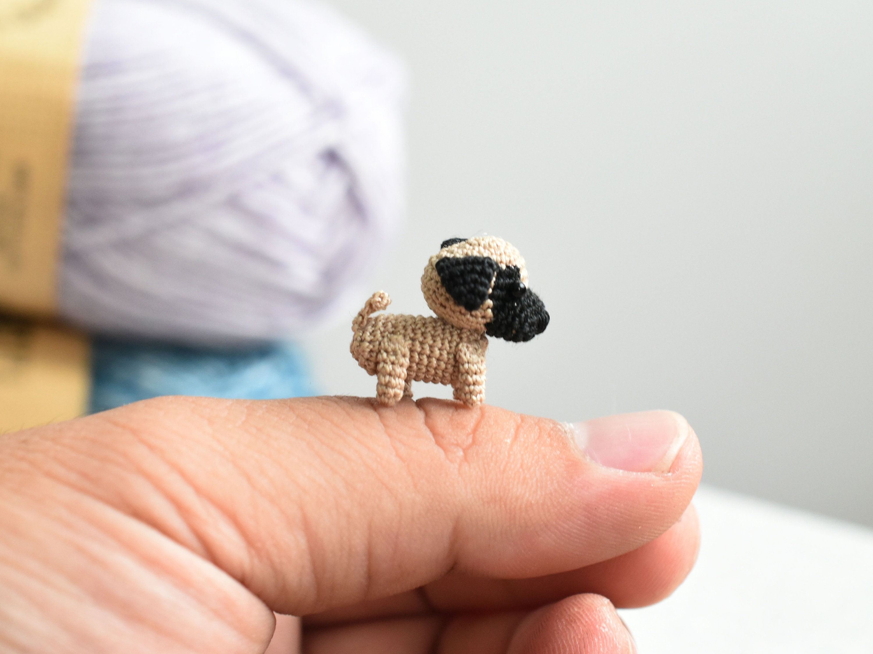 Micro Pug Mininature Pug Crochet Mini Stuffed Pug - Etsy