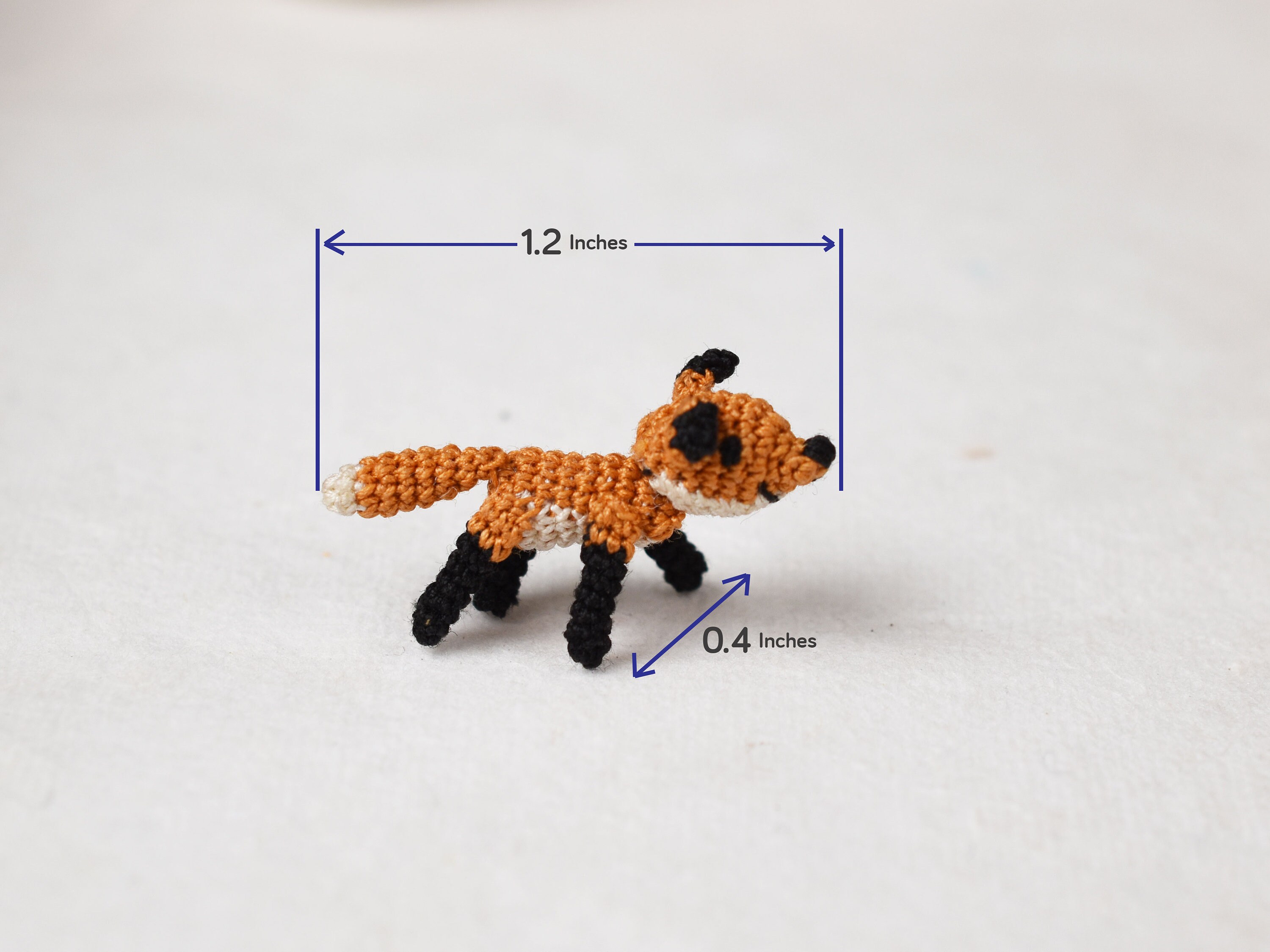 Miniature Crochet Fox Stuffed Animal - Tiny Fox Amigurumi Art - Mini ...