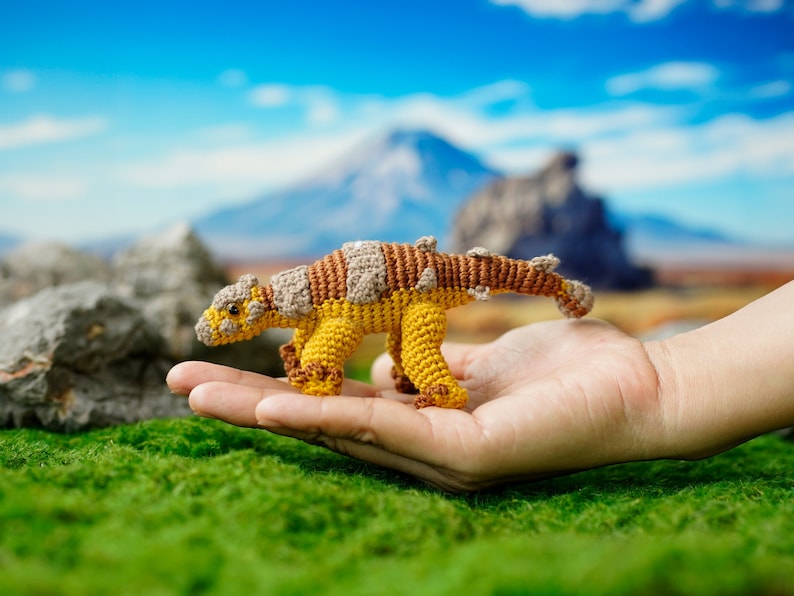 Crochet Mini Ankylosaurus Dinosaur - Miniature Crochet Dino - Finished ...