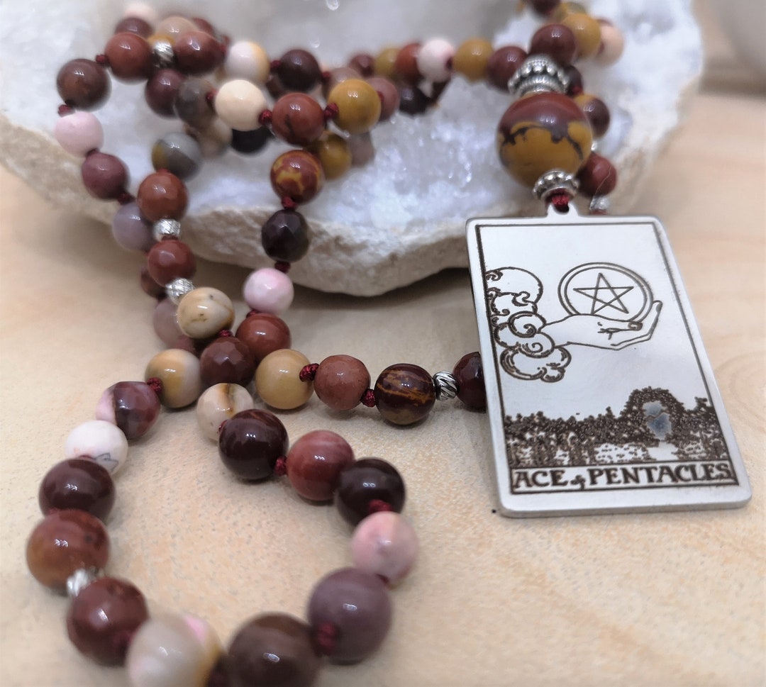 Mala Jasper Mokaïte the Ace of Deniers, Tarot of Marseille Necklace ...