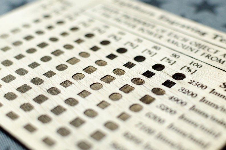 Lightburn Engraving Laser Test Laser Scale Material Test - Etsy