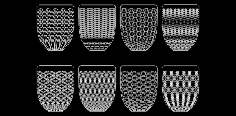 Curved Wood Laser Cut Patterns: Flexible Plywood Lightburn Template ...