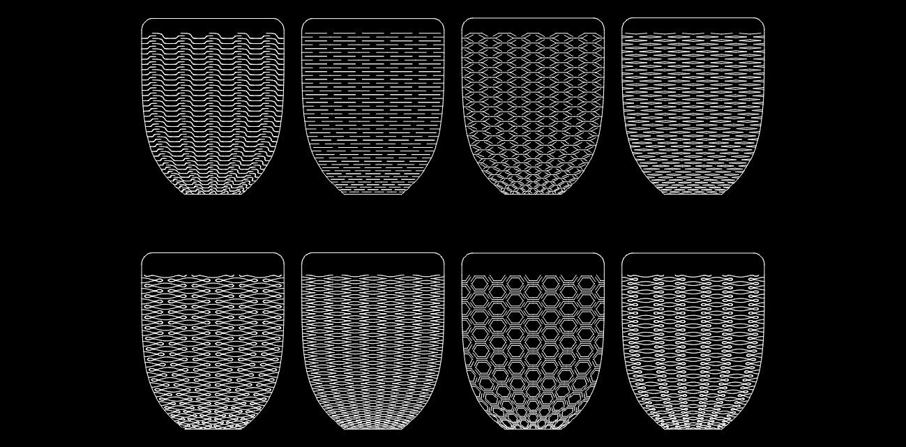 Curved Wood Laser Cut Patterns: Flexible Plywood Lightburn Template ...