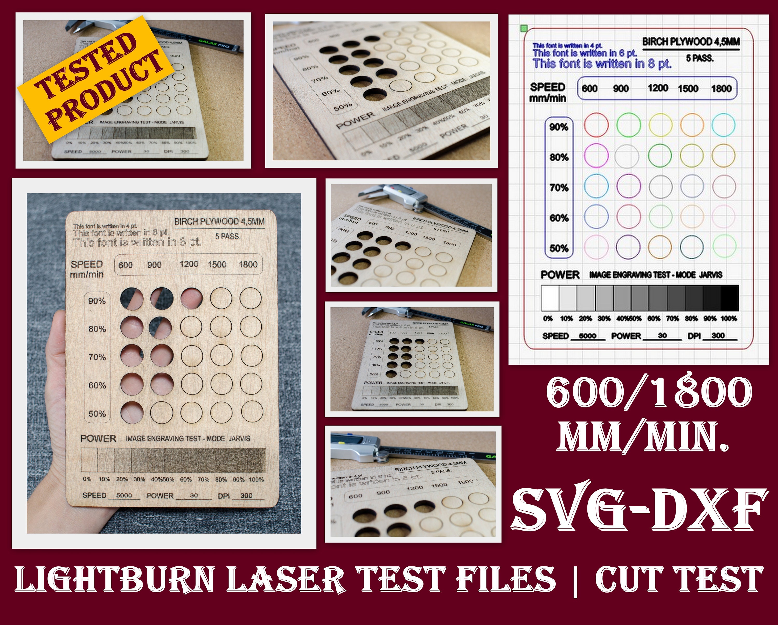 Laser Cut Test File SVG Lightburn Laser Test Files Engrave - Etsy