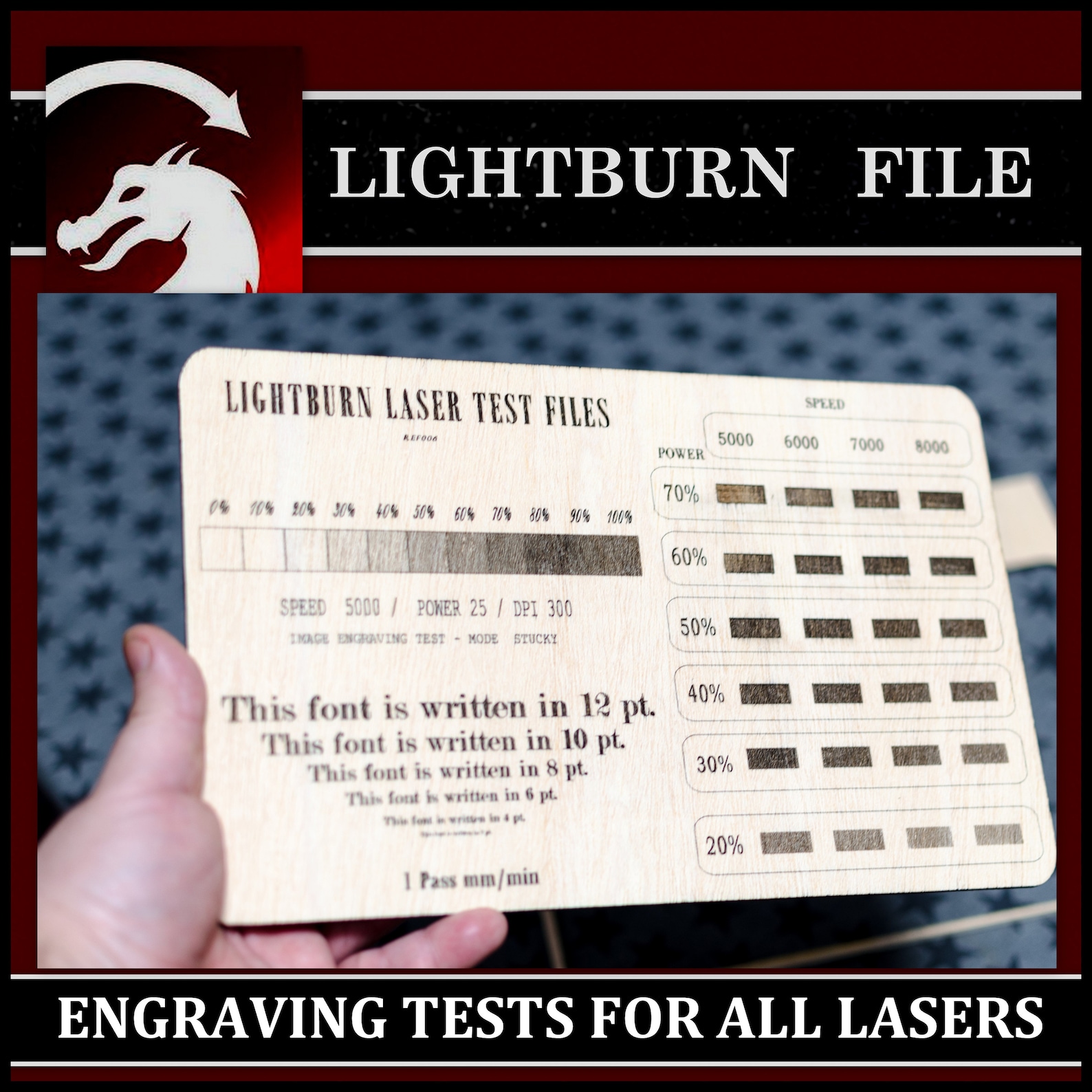 Lightburn Laser Engraved Test Files, Laser Test File SVG, Engrave Test ...