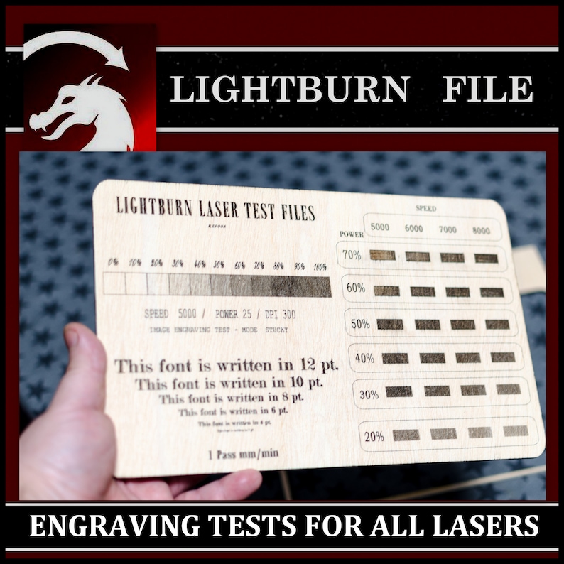 Lightburn Laser Engraved Test Files, Laser Test File SVG, Engrave Test ...