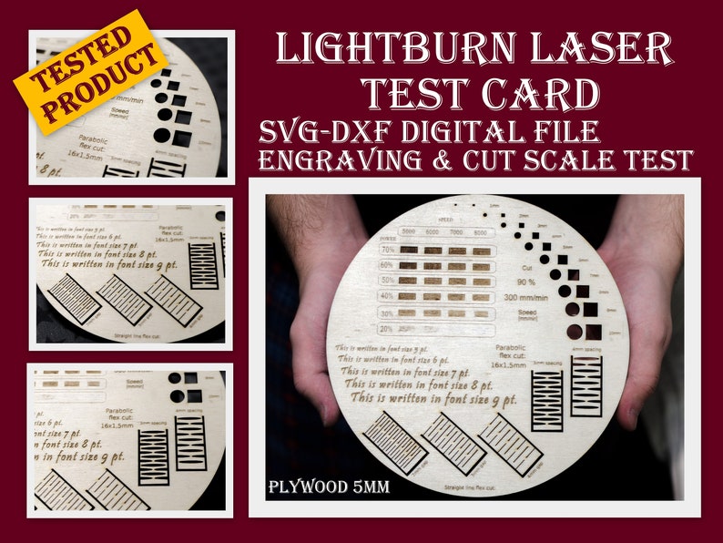 Lightburn Laser Test Card Engraving and Cut Material Test - Etsy
