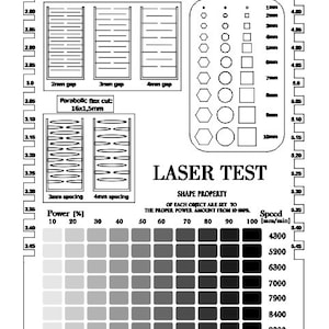 Lightburn Laser Test Card: Engraving & Cut Material Test (SVG, DXF) - Etsy