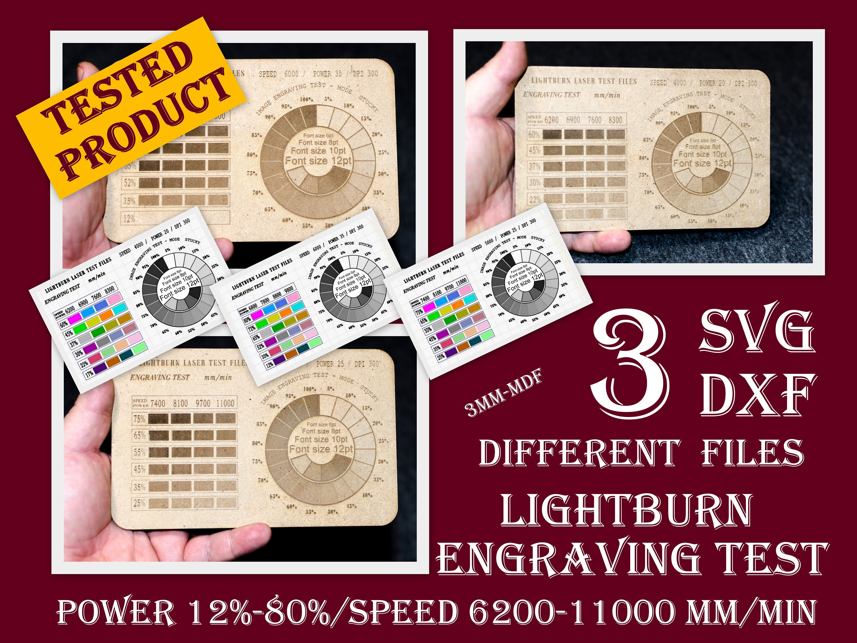 3 Different Laser Engraving Test, MDF 3mm, Laser Scale, Material Test ...