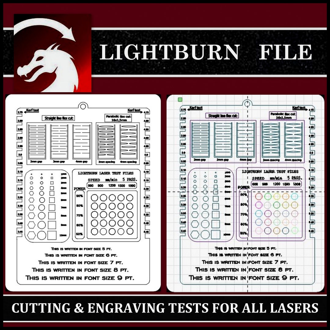Lightburn Laser Test Card, Engraving and Cut Material Test, Laser Test ...