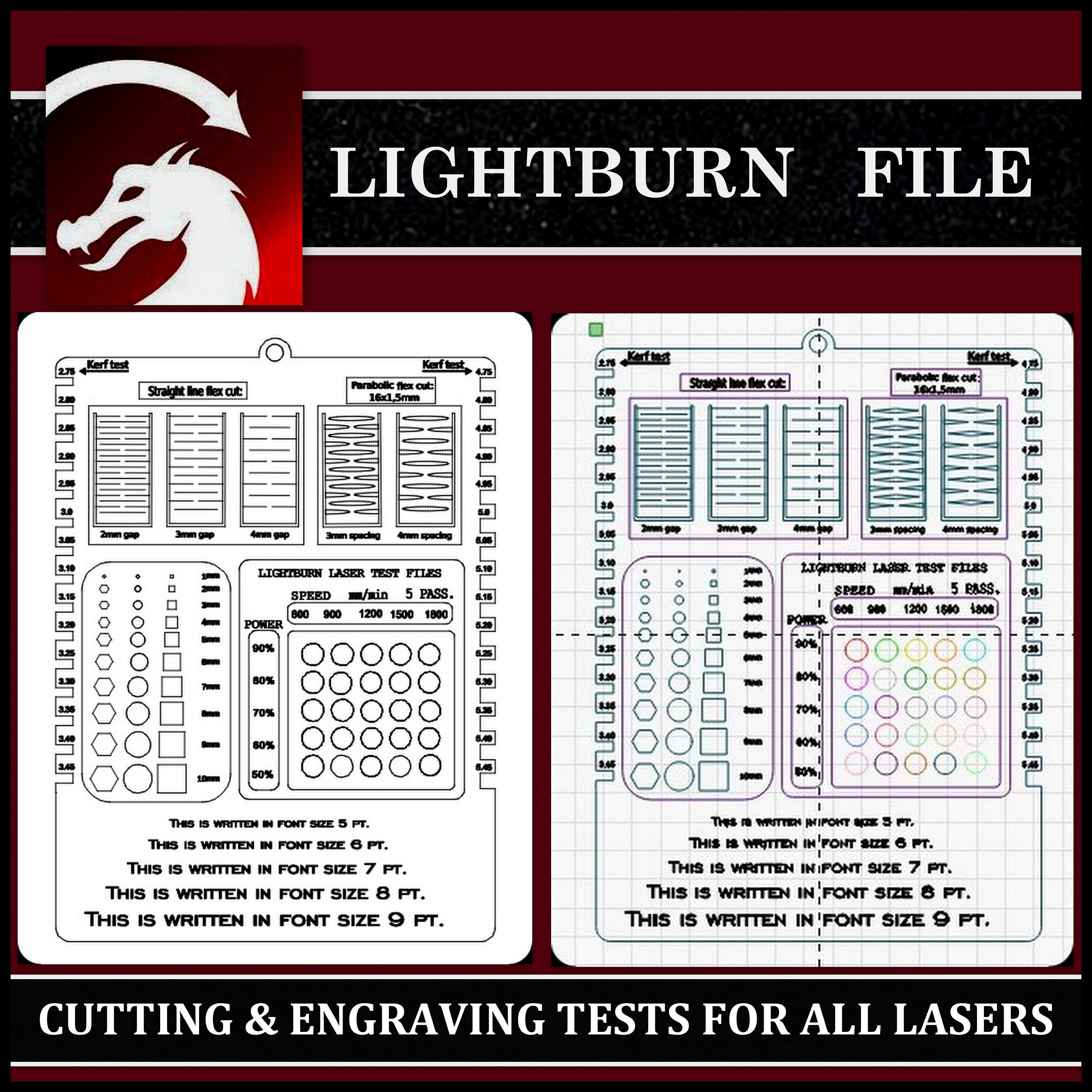 Lightburn Laser Test Card, Engraving and Cut Material Test, Laser Test ...