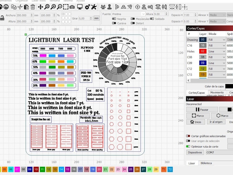 Lightburn Laser Test File: Cutting & Engraving (digital Download) - Etsy