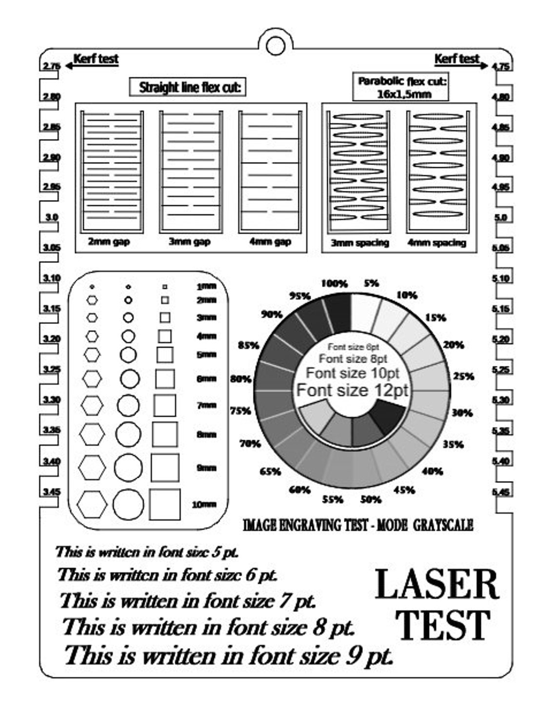 Lightburn Laser Test Card, Engraving and Cut Material Test, Laser Test ...