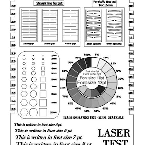 Lightburn Laser Test Card: Engraving & Cut Material (SVG, DXF) - Etsy