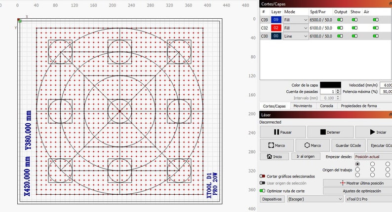Xtool D1 PRO 20W Grid File for Spoil Board, Lightburn Digital File ...
