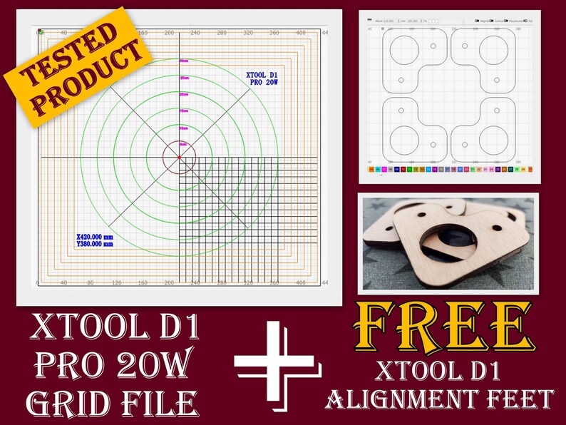 Xtool D1 Pro 20w Grid File For Spoil Board Lightburn Digital File Laser Engrave Spoilboard 