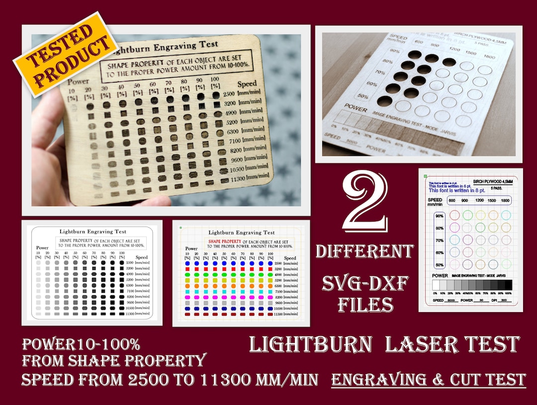 Lightburn Engraving Laser Test, Laser Scale, Material Test Card Light ...