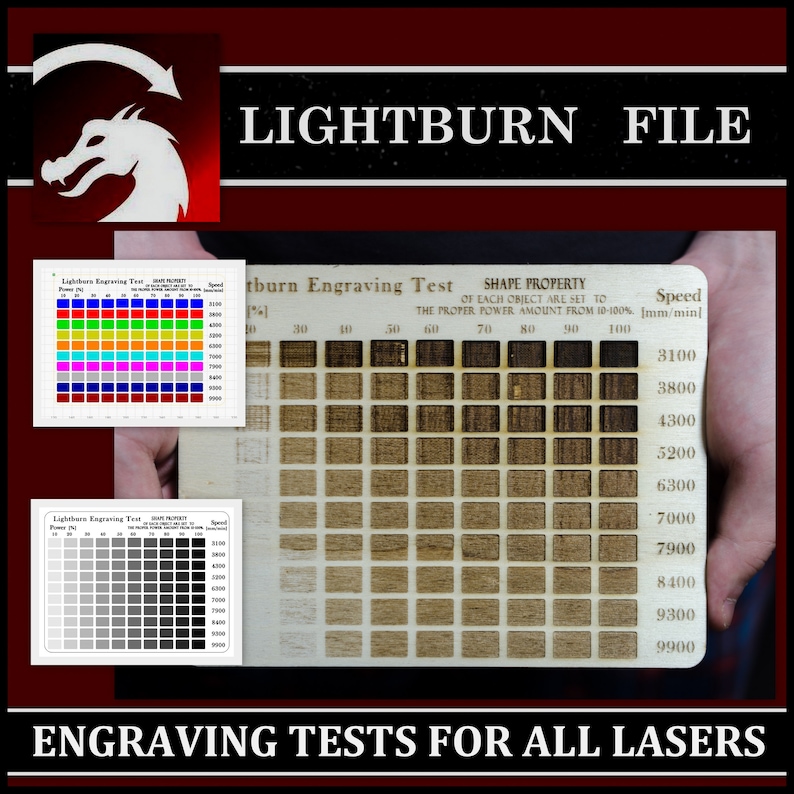 Lightburn Engraving Laser Test, Laser Scale, Material Test Card Light ...