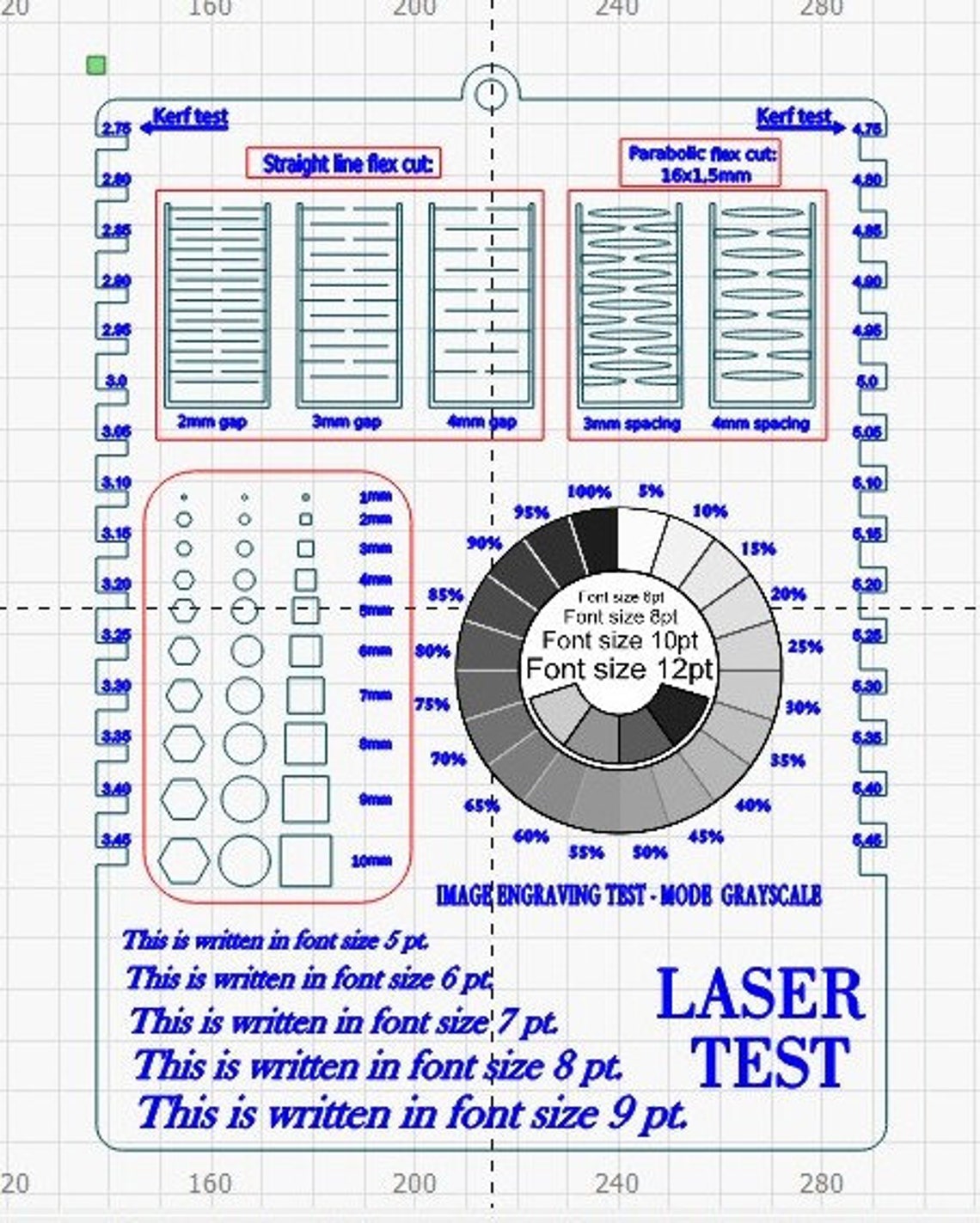 Lightburn Laser Test Card, Engraving and Cut Material Test, Laser Test ...