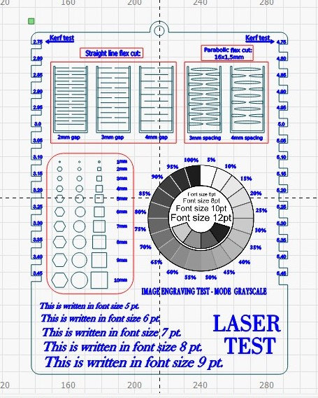 Lightburn Laser Test Card, Engraving and Cut Material Test, Laser Test ...