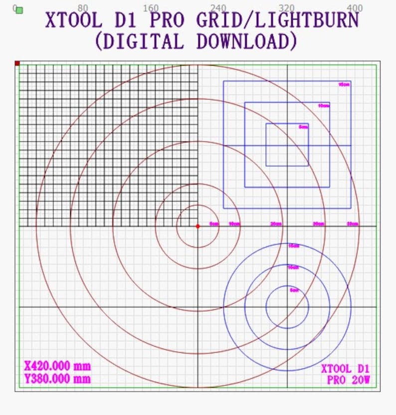 Xtool D1 Pro 20w Grid File For Spoil Board Lightburn Digital File Laser Engrave Spoilboard 
