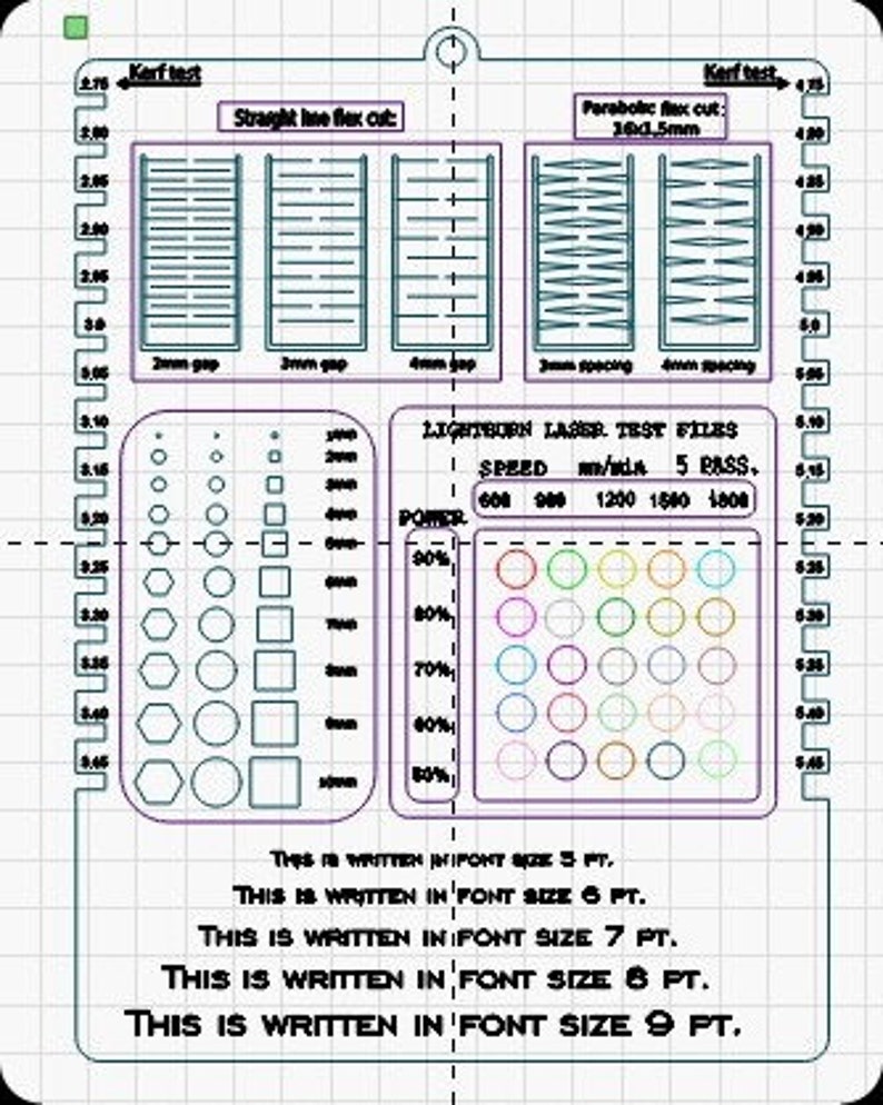 Lightburn Laser Test Card: Engraving & Cut Material Test (SVG, DXF) - Etsy