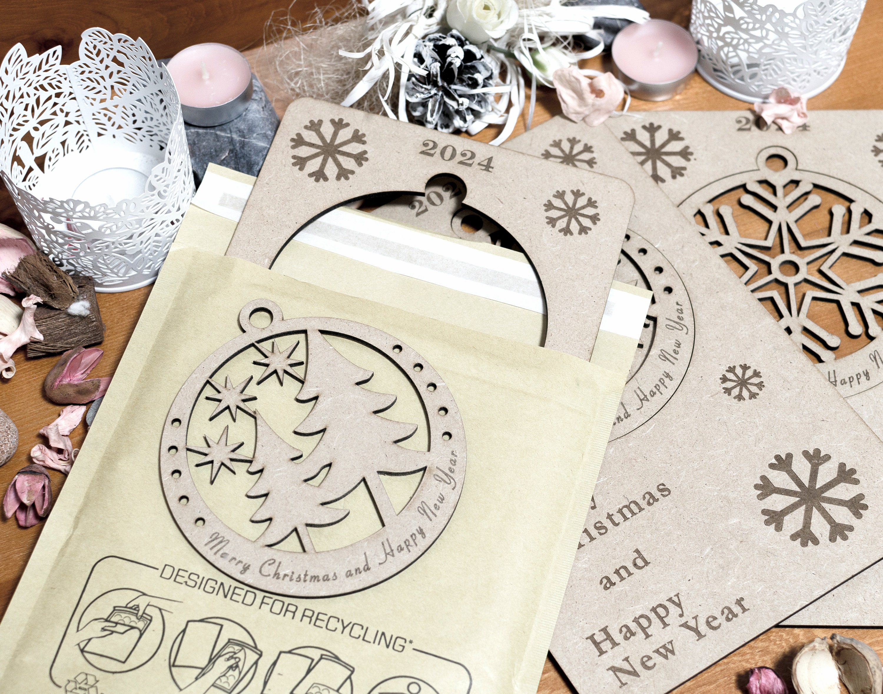 Christmas Cards Set Laser Cut Files. Lightburn Christmas - Etsy