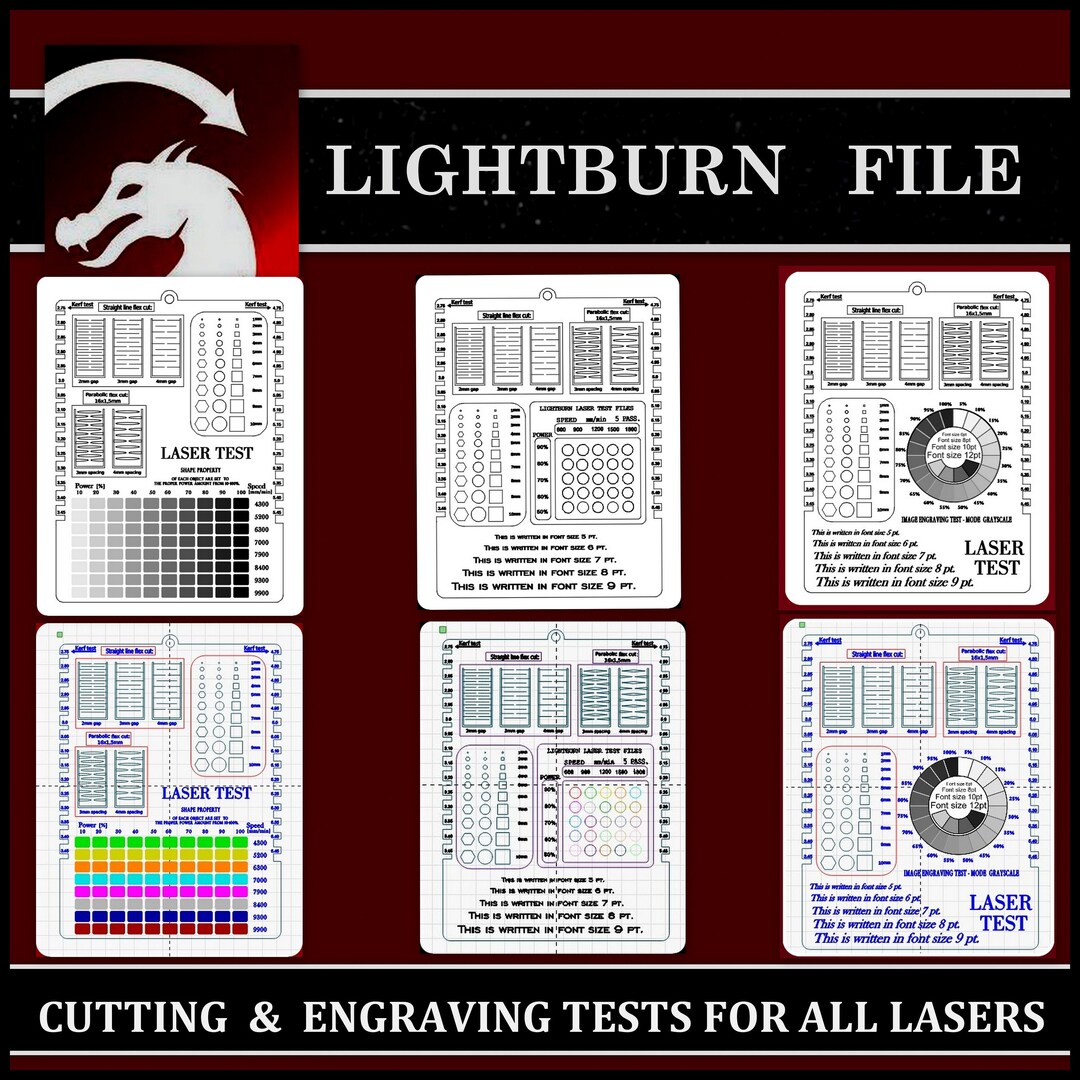 LightBurn Laser Test Card, Gravur und Schnittmaterialtest, Lasertest ...