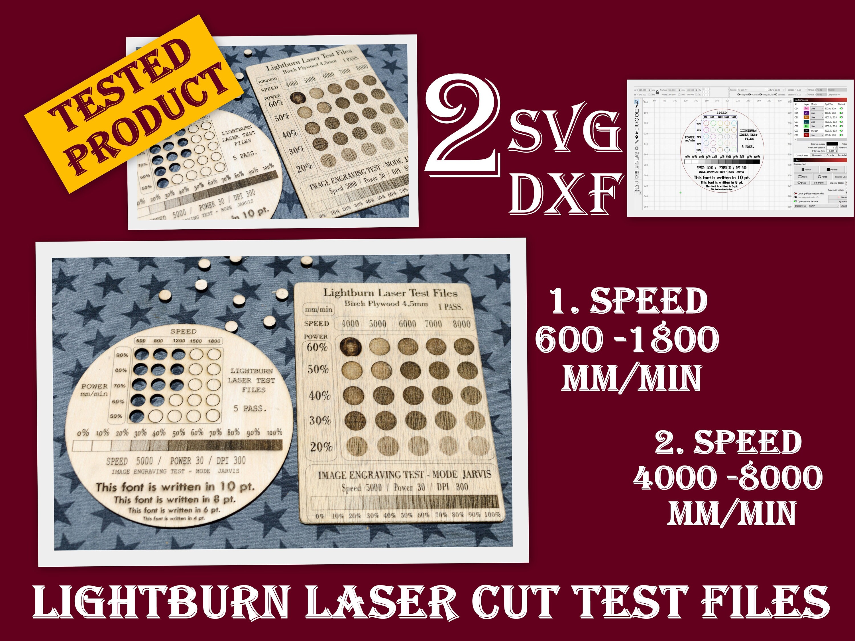 Material Test Card Light Burn Cut Test Plywood Laser Scale - Etsy UK