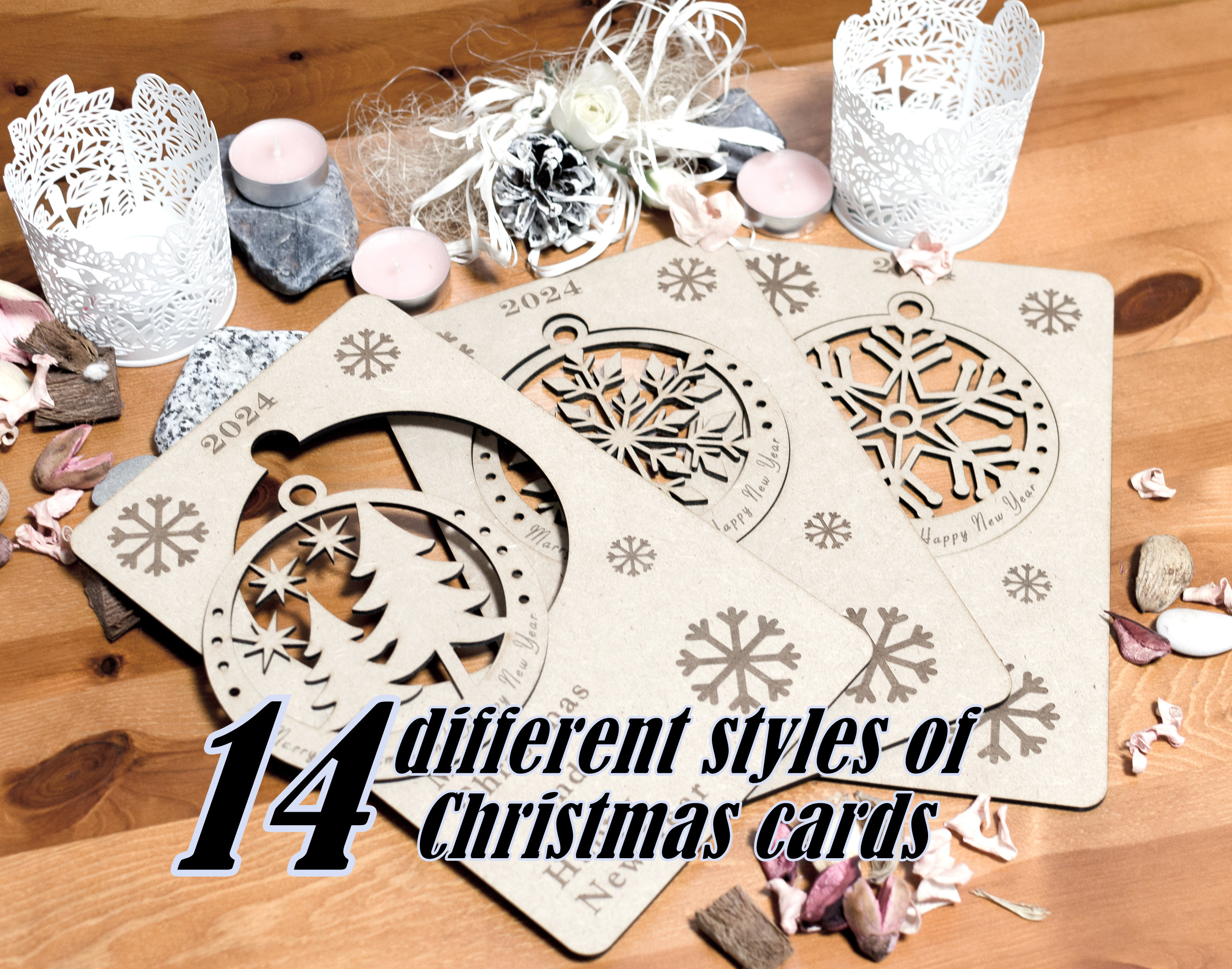 Christmas Cards Set Laser Cut Files. Lightburn Christmas - Etsy
