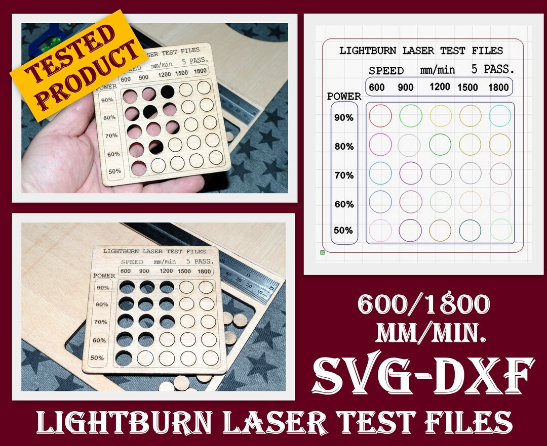 Cut Test, Plywood, Laser Scale, Material Test Card Light Burn, Laser ...