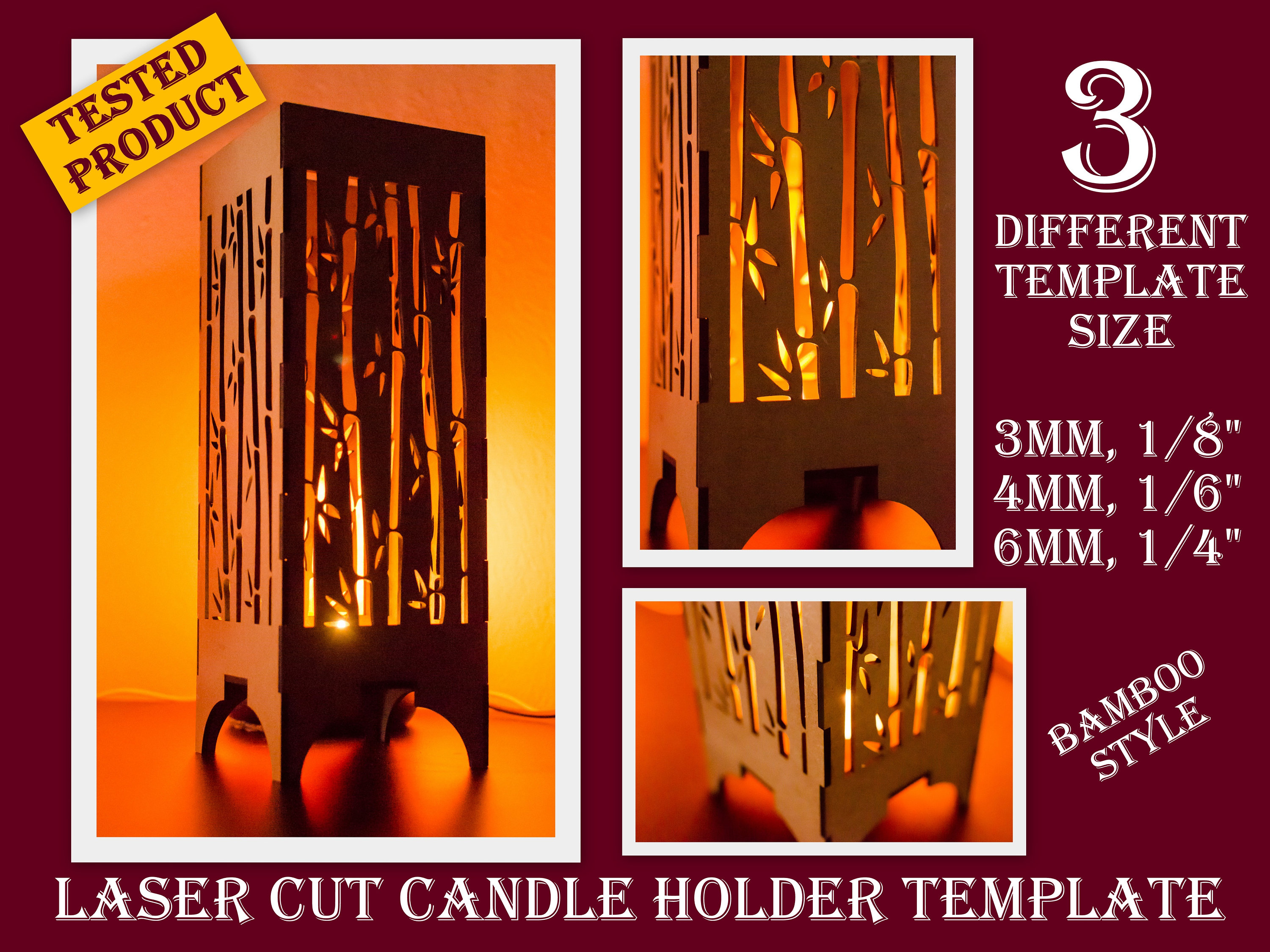 Laser Cut Candle Holder Template, Digital Laser Files Wooden Table Lamp ...