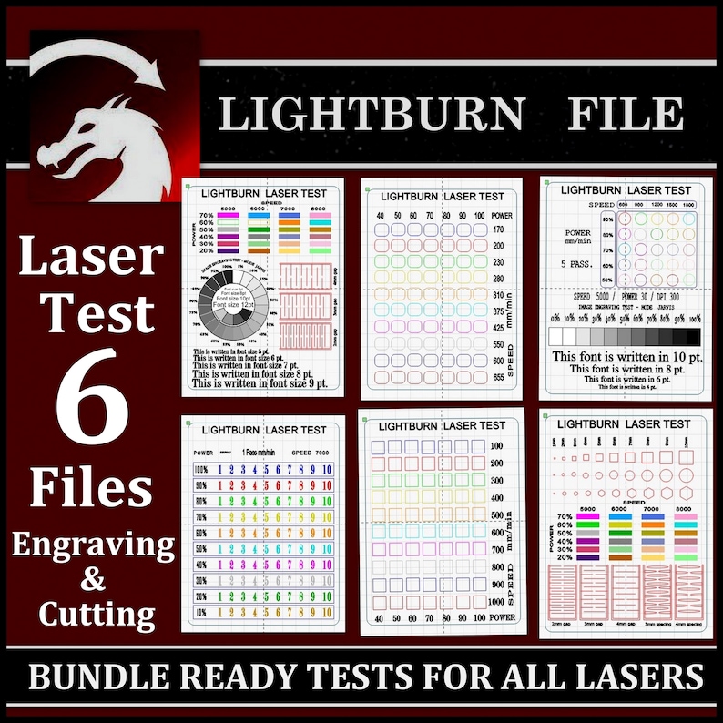 Lightburn Laser Test File Package: Diode Laser Cutting & Engraving (6 ...