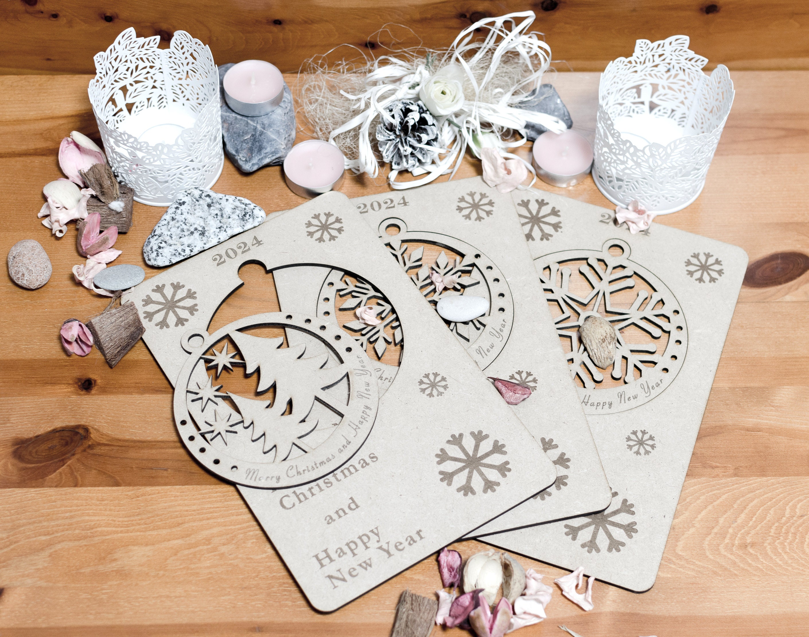 Christmas Cards Set Laser Cut Files. Lightburn Christmas - Etsy